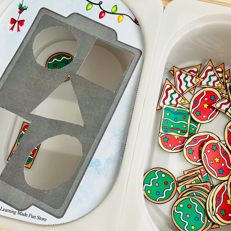 Christmas Shapes Sorting Flisat Insert, Cookie Theme (digital Download ...