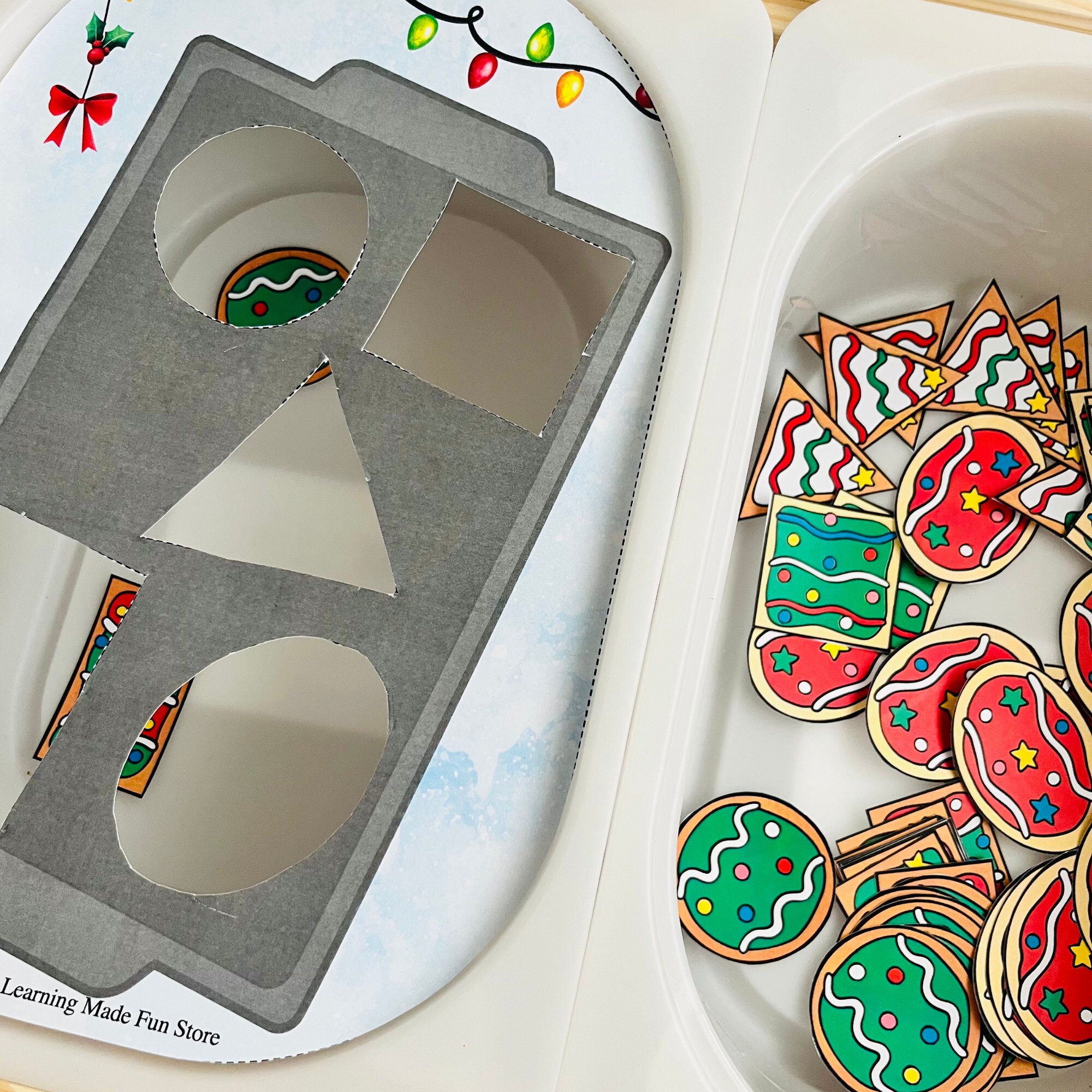 Christmas Shapes Sorting Flisat Insert, Cookie Theme (digital Download ...