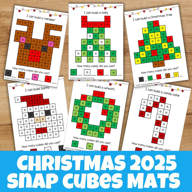 Christmas Snap Cube Mats | Preschool & Kindergarten Math Centers ...