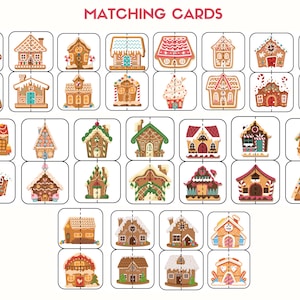 Gingerbread Matching Game for Toddlers, Christmas Games Printable ...