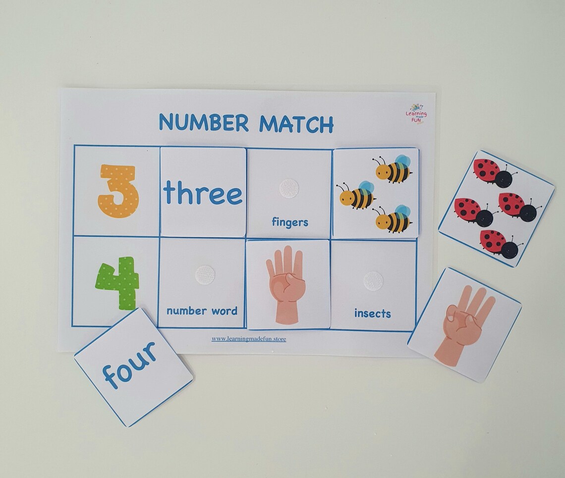 Number Match Printable Activity Preschool Math Number Sense | Etsy