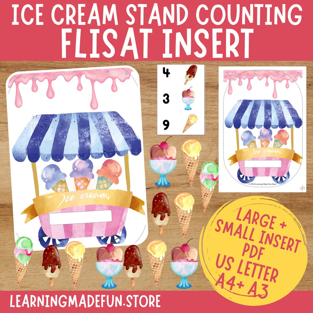 Ice Cream Stand Counting, Printable Flisat Insert, Trofast Insert ...