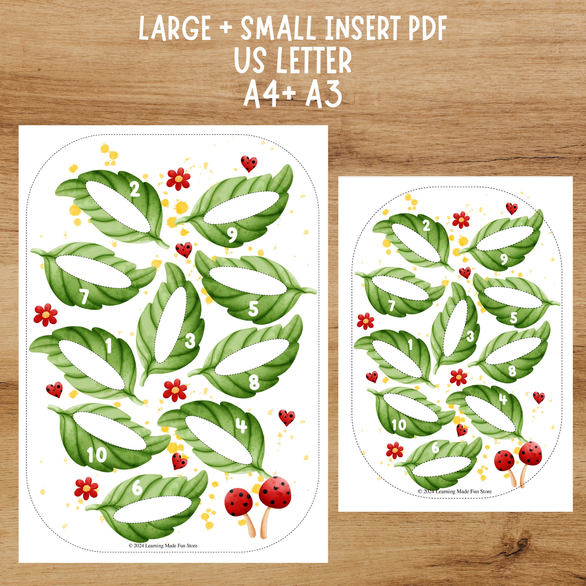 Ladybug Counting Flisat Insert, Preschool Sensory Play (digital ...