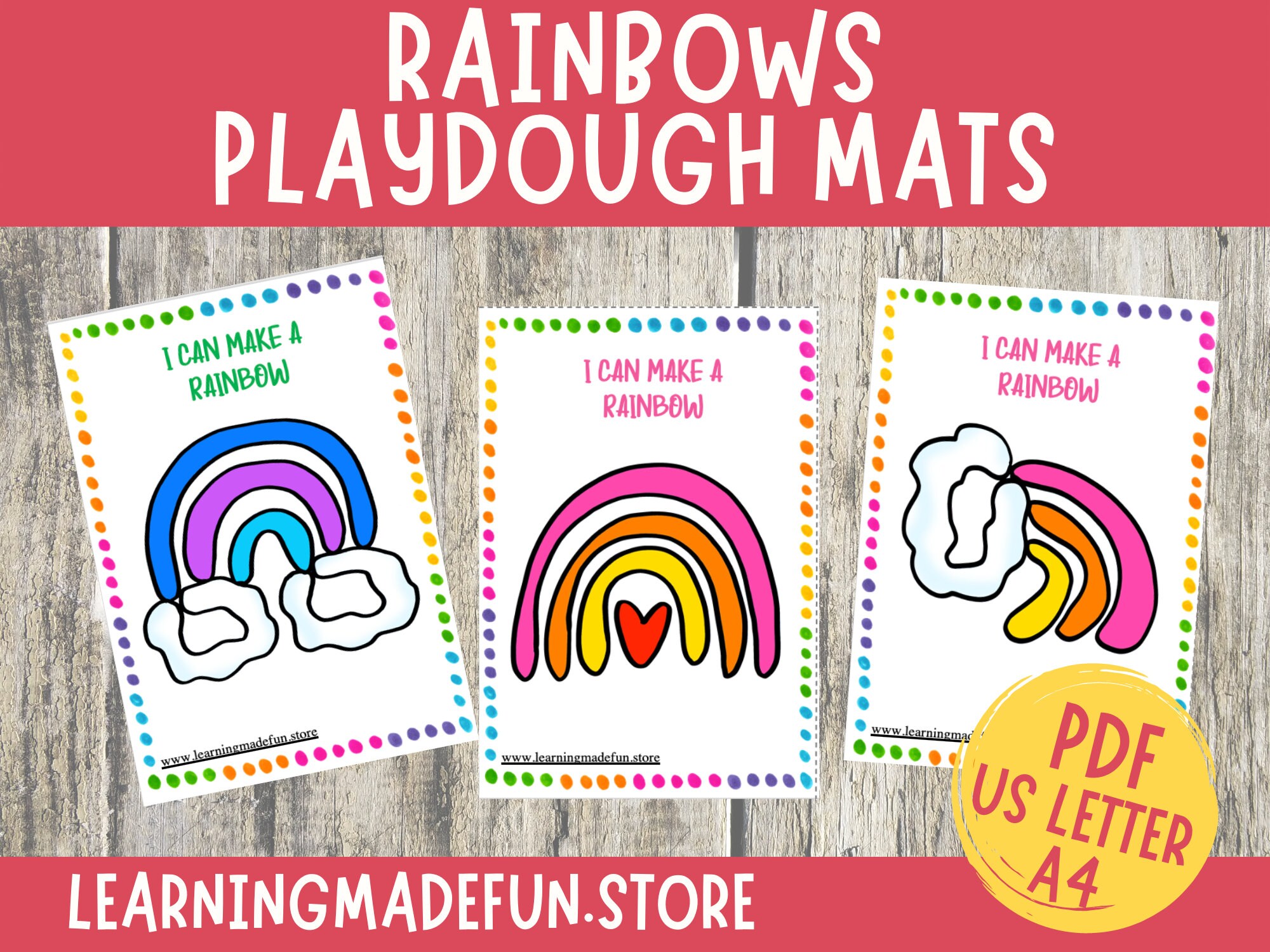 Rainbows Play Dough Mats Printable Play Doh Toddler - Etsy