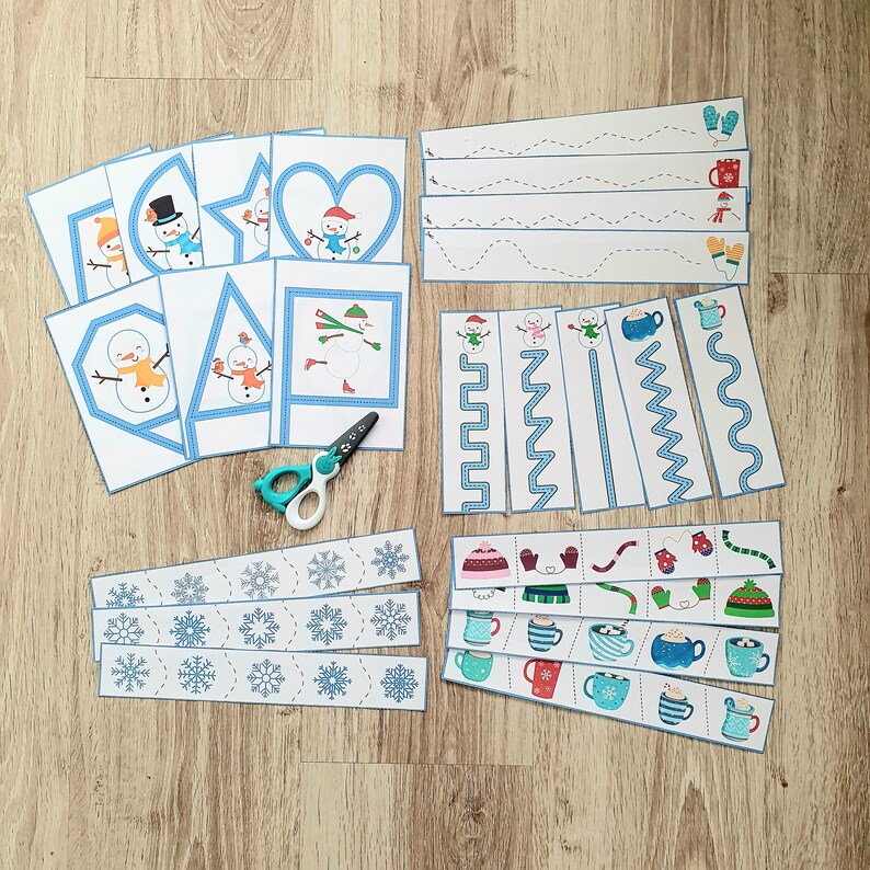 Winter Scissor Skills Practice: Cutting Strips for Toddlers (digital ...