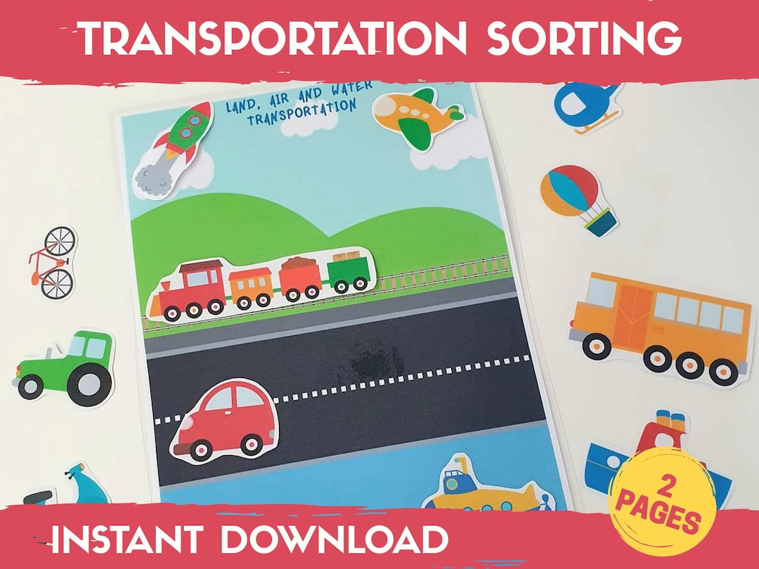 Transportation Sorting Game: Land, Air & Water - Preschool Printable ...