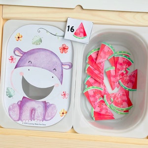 Feed the Hippo Counting to 20, Printable Flisat Insert, Trofast Insert ...