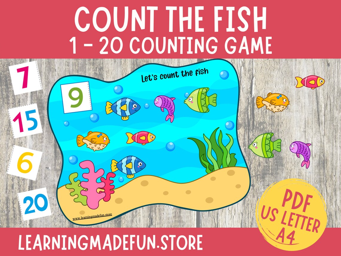 Fish Counting Activity: Numbers 1-20, Preschool Printable (PDF) - Etsy