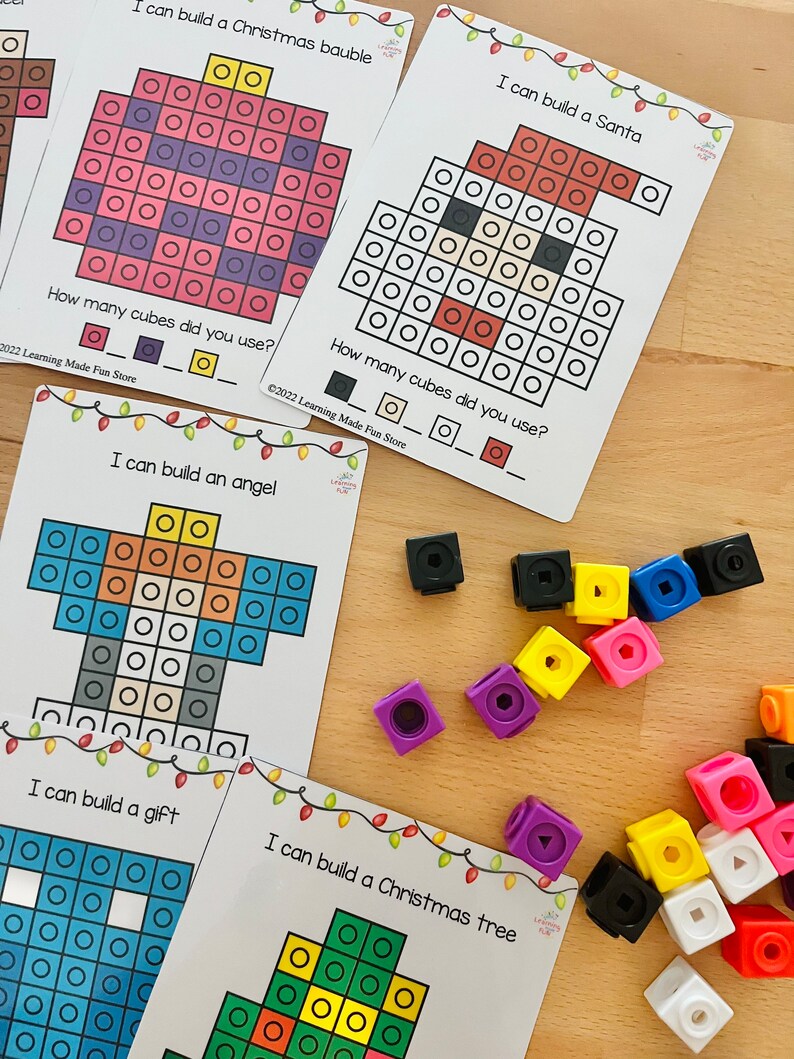 Christmas Snap Cubes Mats: Preschool Math Game (digital Download) - Etsy