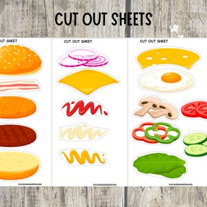 Build a Burger Pretend Play Set: Printable Learning Activity (PDF) - Etsy