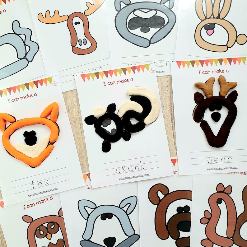 Forest Animals Play Doh Mats Visual Cards Printable Play - Etsy