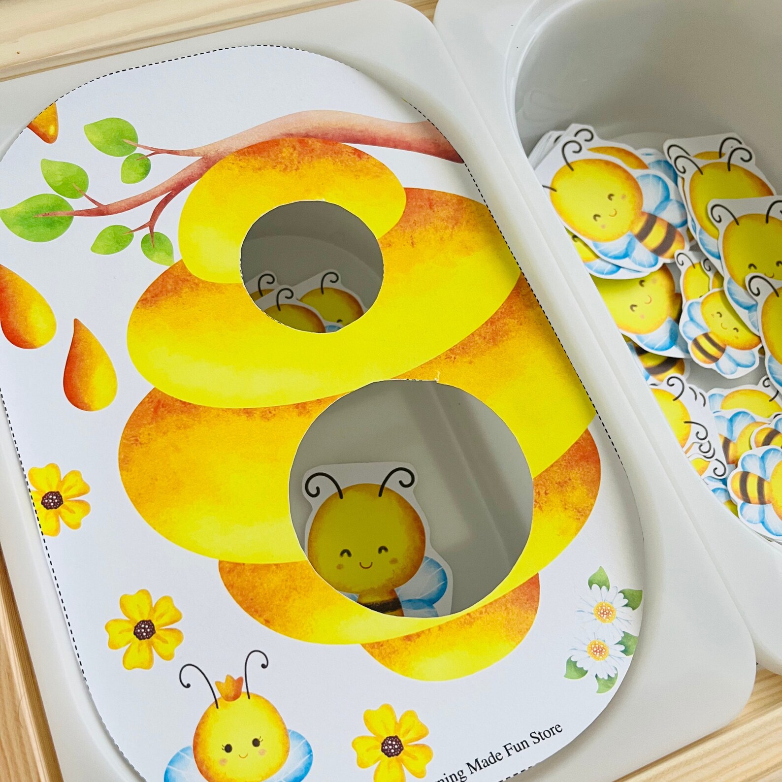 Bees Sort by Size, Printable Flisat Insert, Trofast Insert, Preschool ...