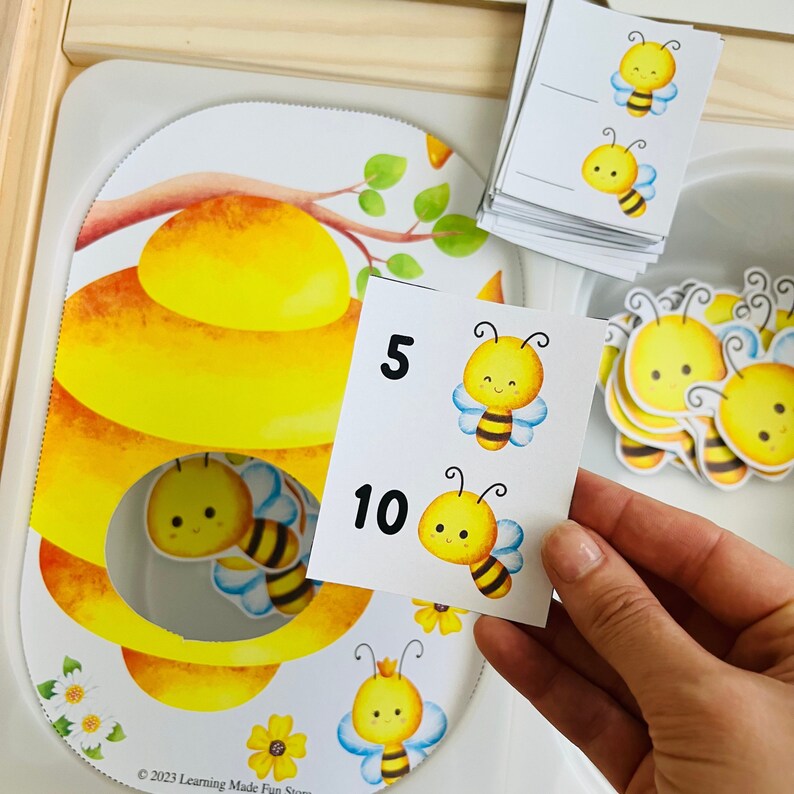 Count the Bees Flisat Insert, Preschool Counting Game (digital Download ...
