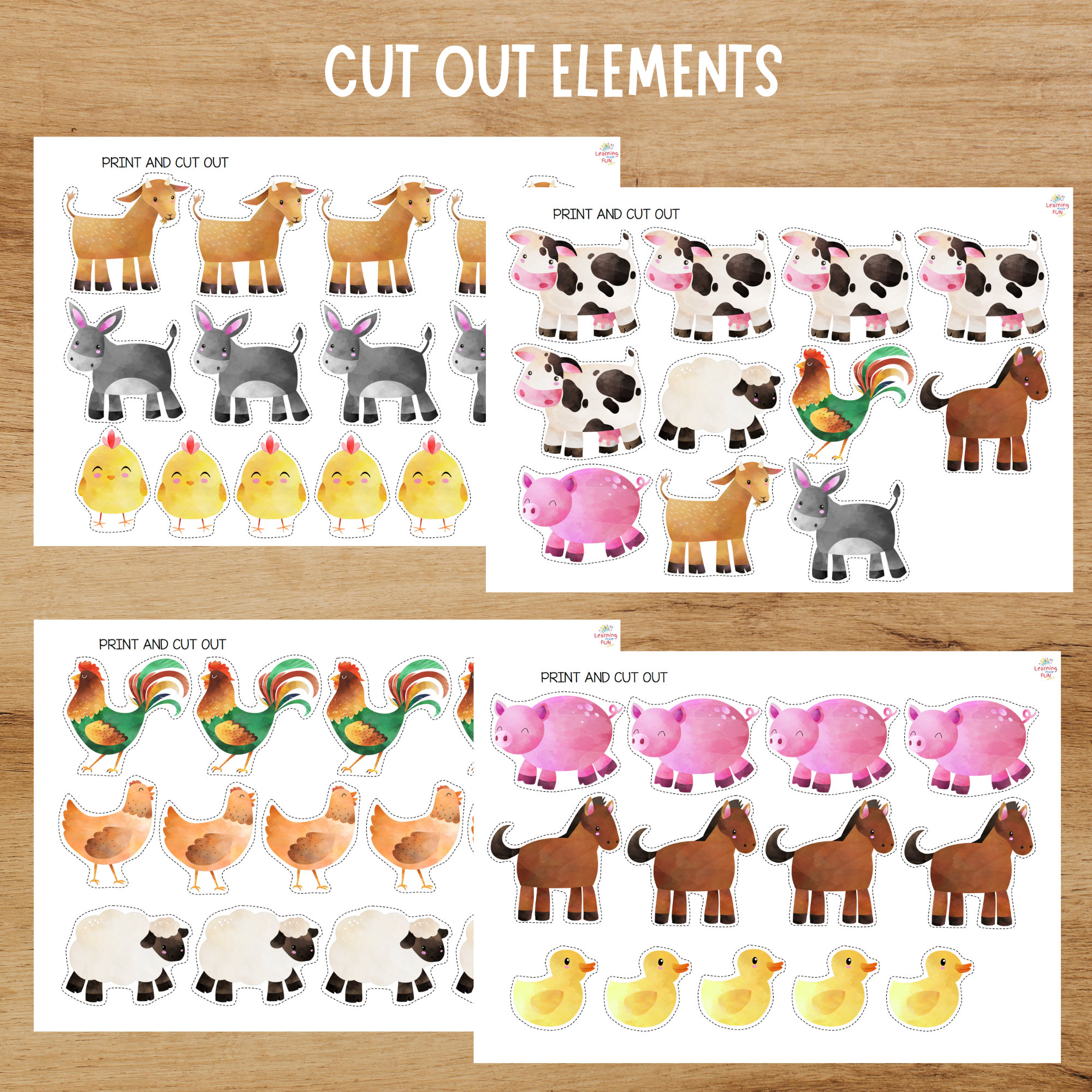 Farm Animals Counting, Printable Flisat Insert, Trofast Insert ...