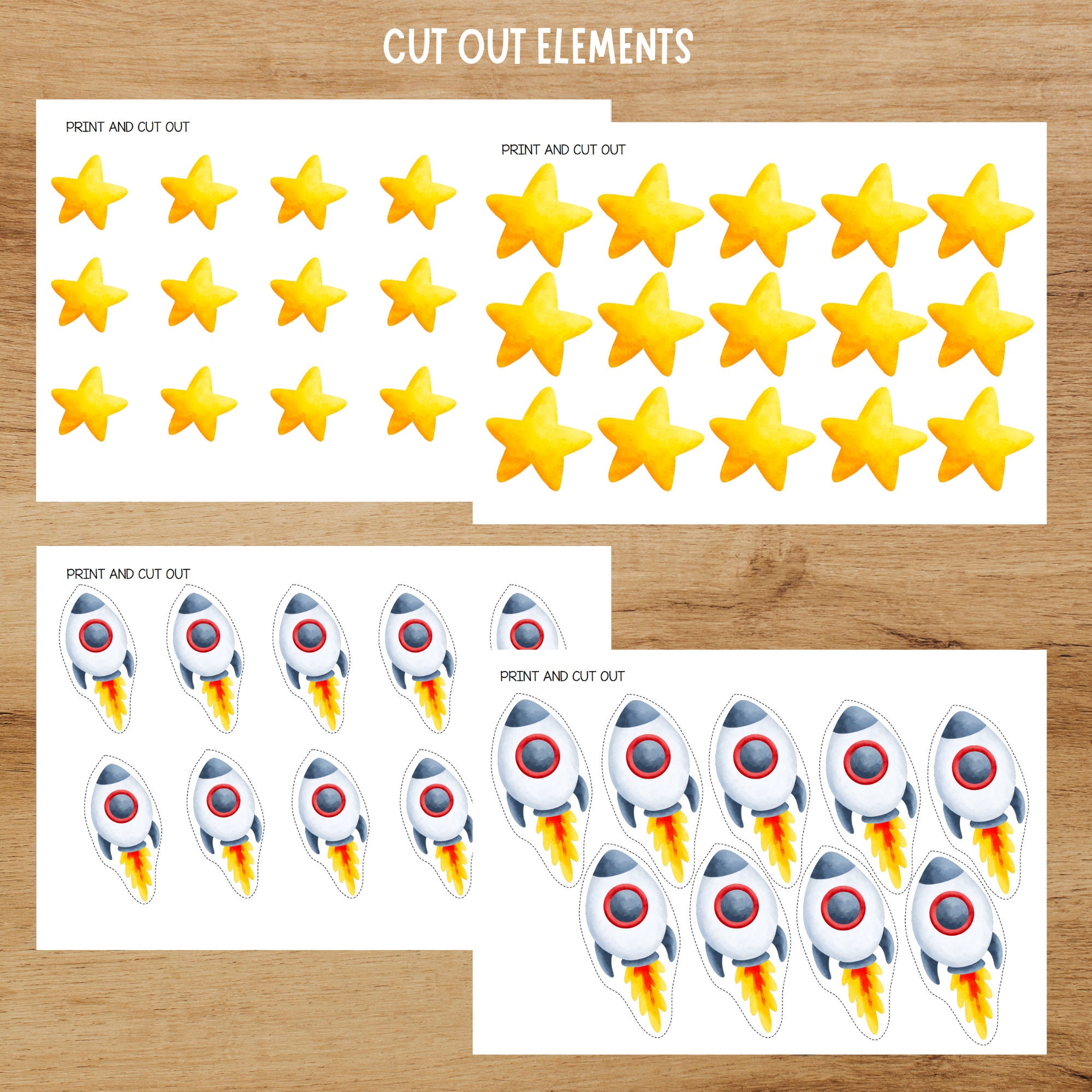 Space Size Sorting Flisat Insert, Stars & Rockets (printable) - Etsy