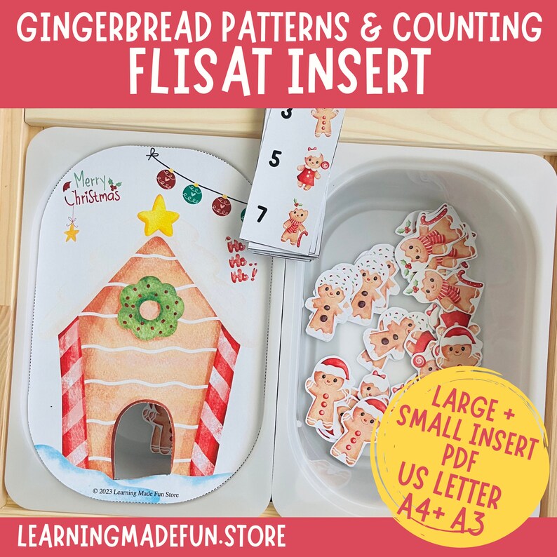 Christmas Gingerbread Counting Flisat Insert (digital Download) - Etsy