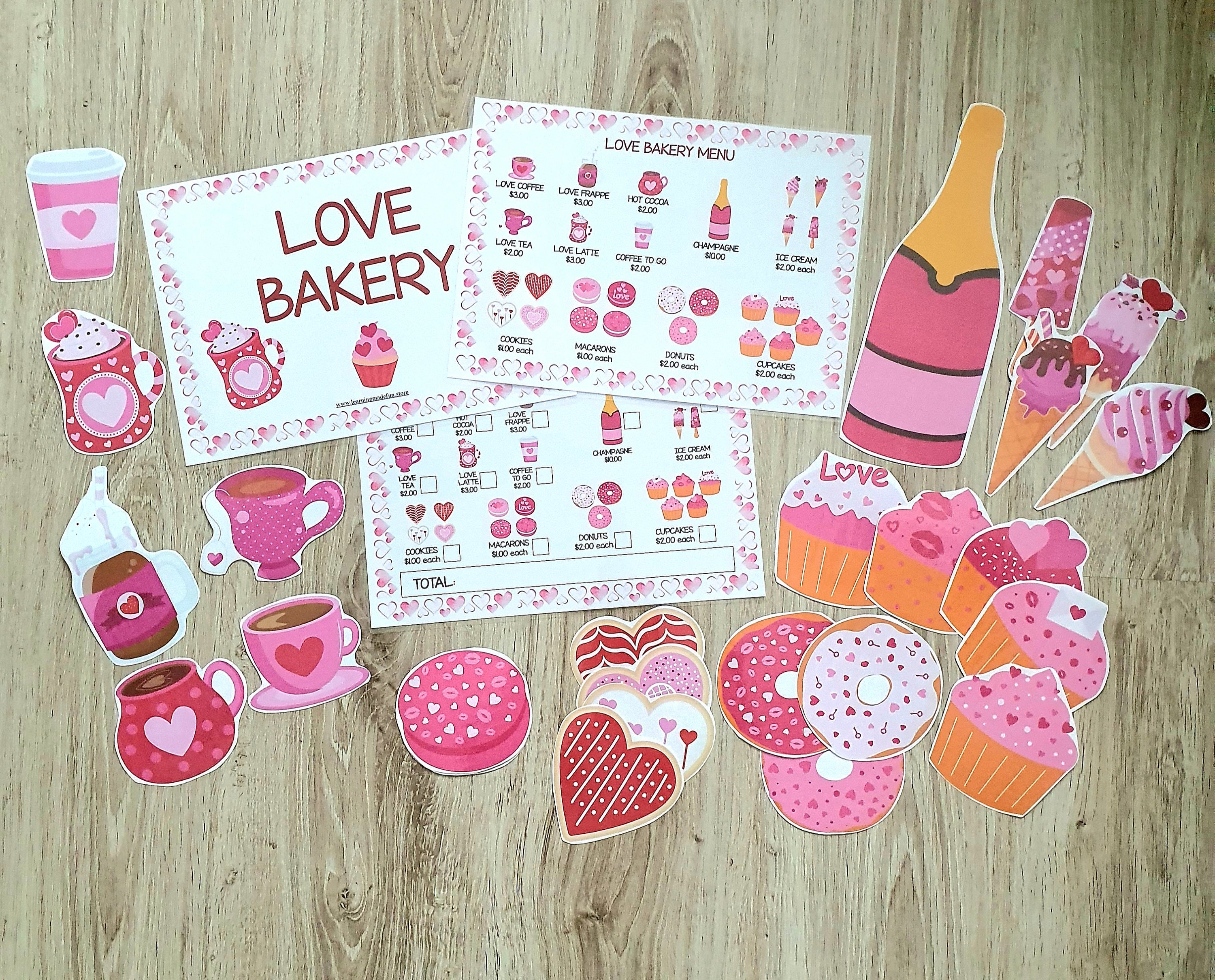 Valentine's Bakery Pretend Play Kit: Printable Learning Activity (PDF ...