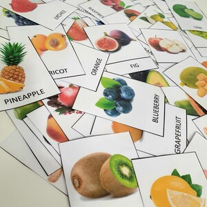 Real Fruits Flash Cards, Montessori Flashcards for Toddlers, Three-part ...