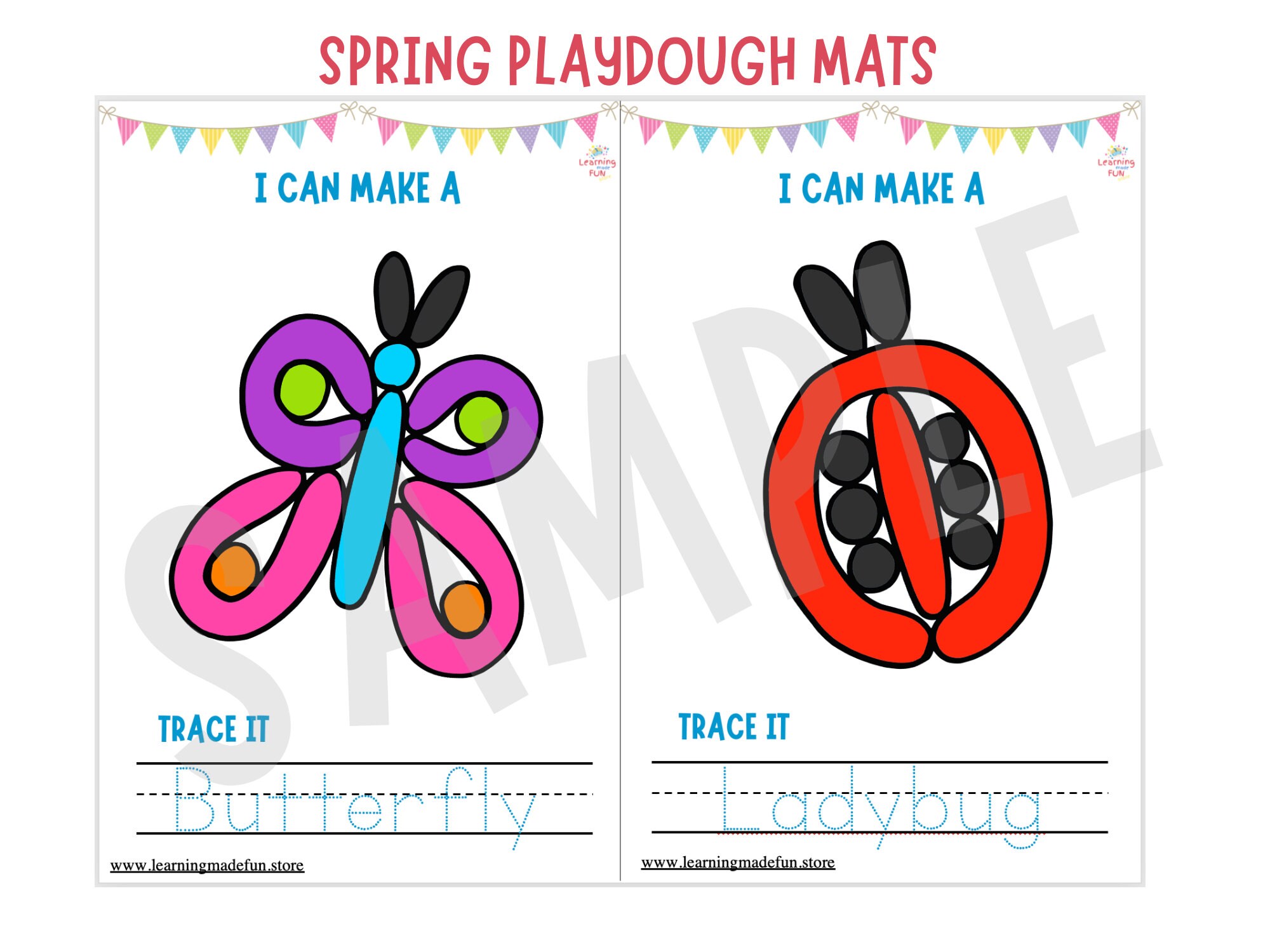 SPRING Play Dough Mats Printable Play Doh Toddler Activitiy - Etsy