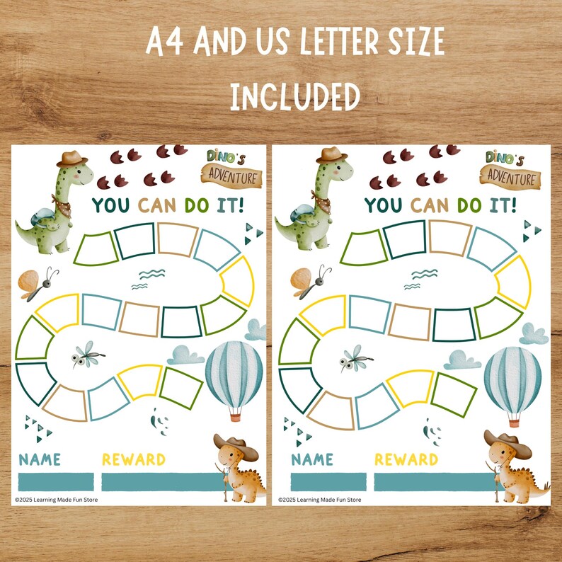 Printable Dinosaur Reward Chart for Boys – Fun Behavior Tracker – Dino ...