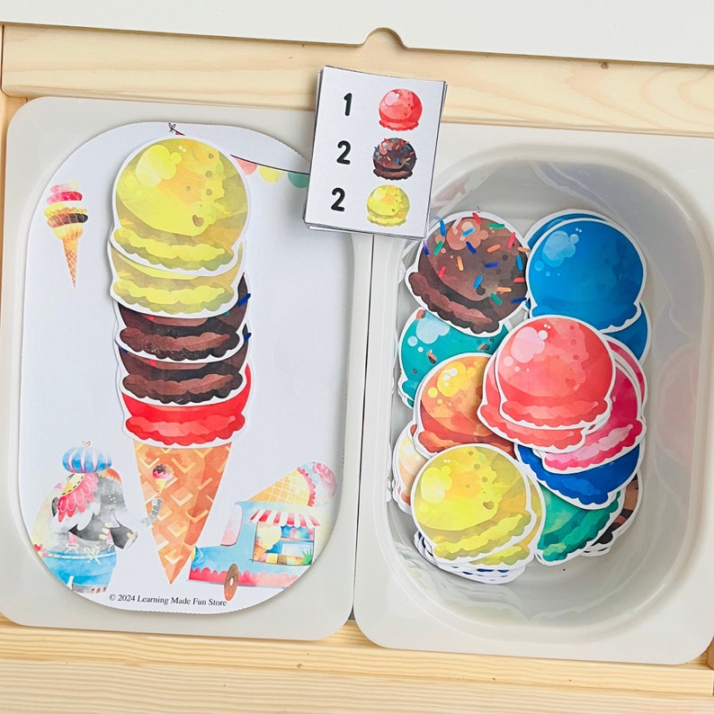 Ice Cream Counting Flisat Insert, Preschool Pretend Play (printable) - Etsy