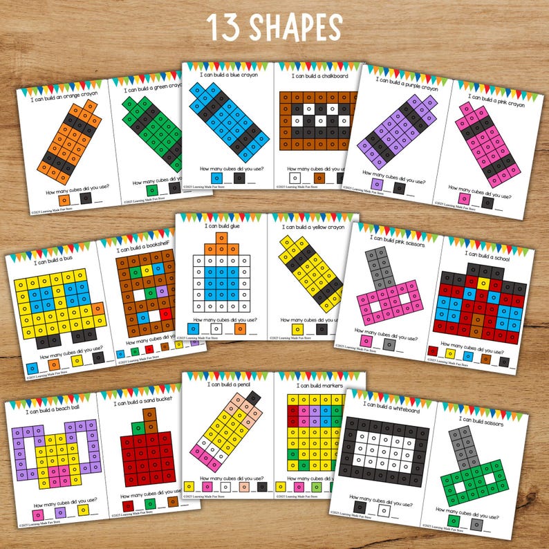 Back to School Snap Cube Mats – Fine Motor Skills Activity (PDF Pattern ...