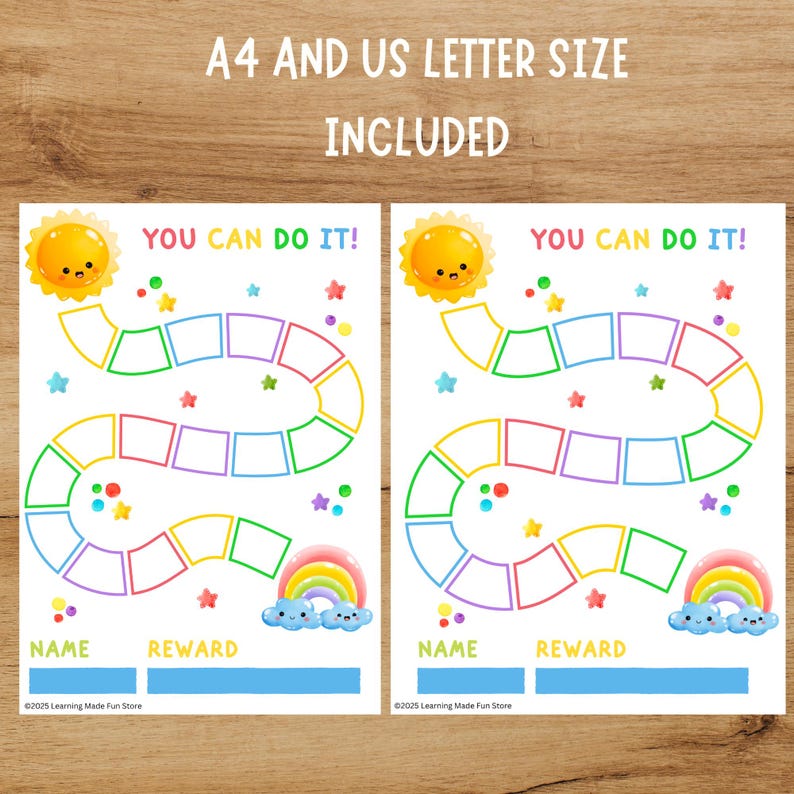 Printable Reward Chart for Kids – Sun and Rainbow Theme – Positive ...