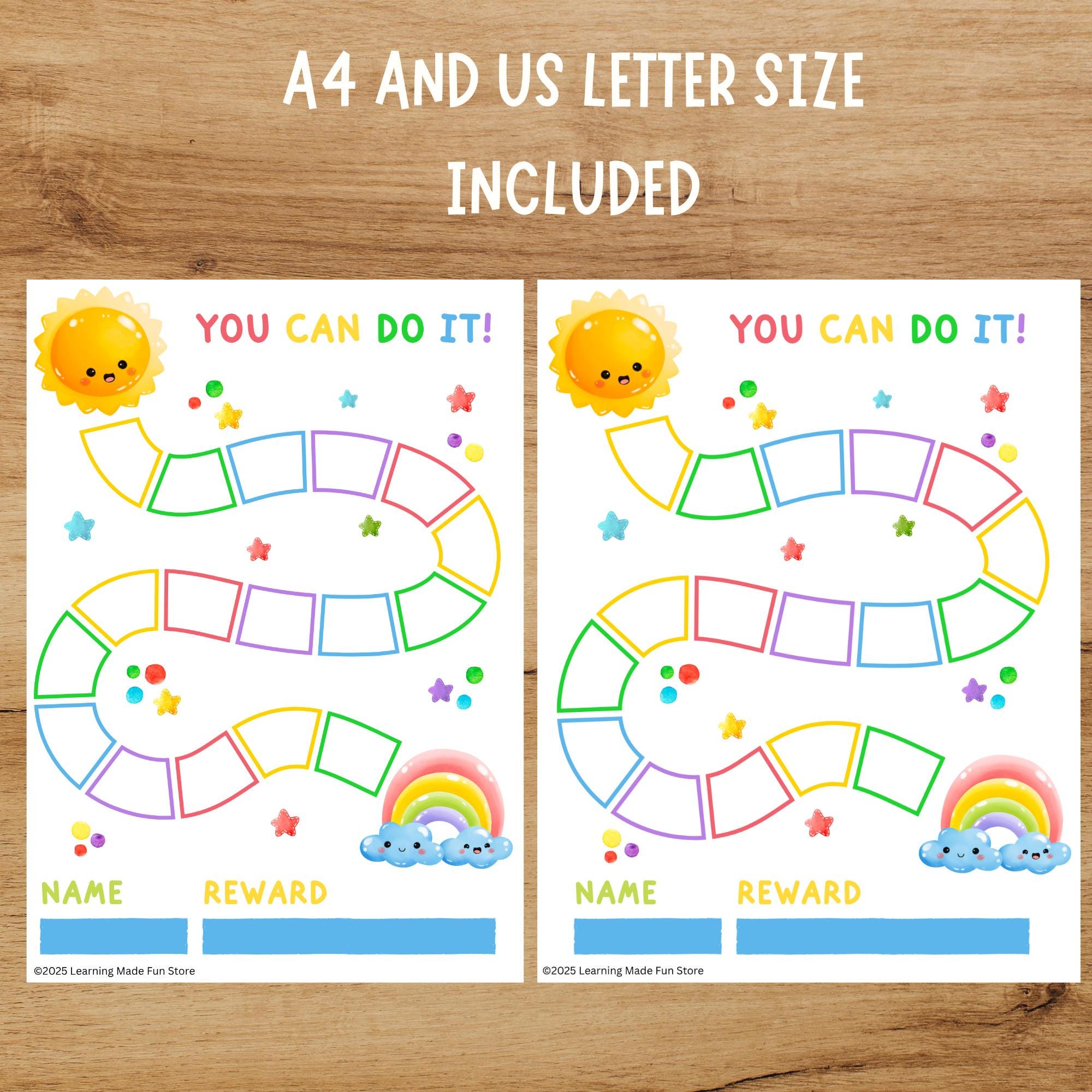 Printable Reward Chart for Kids – Sun and Rainbow Theme – Positive ...
