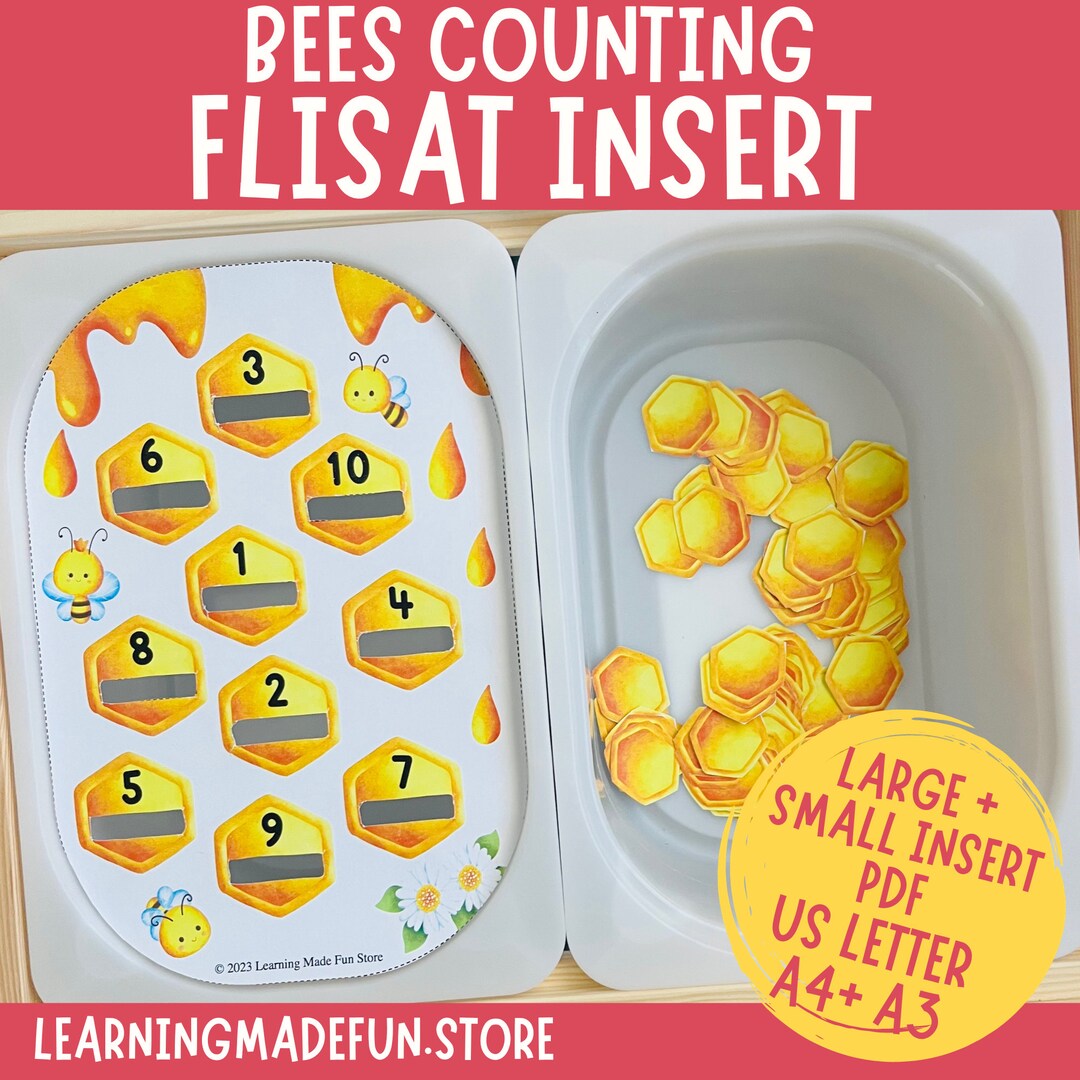 Bees Counting, Printable Flisat Insert, Trofast Insert, Preschool ...