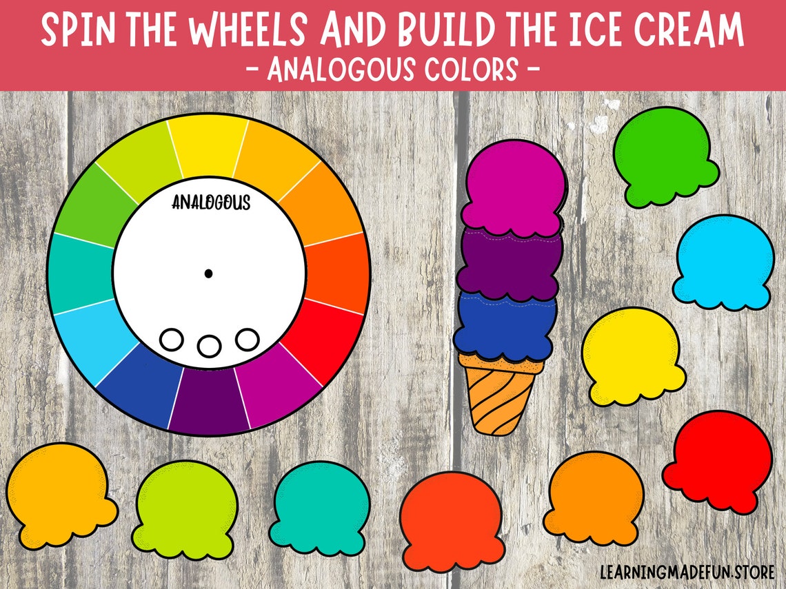 Build an Ice Cream Game Color Wheel for Kids Color Theory | Etsy