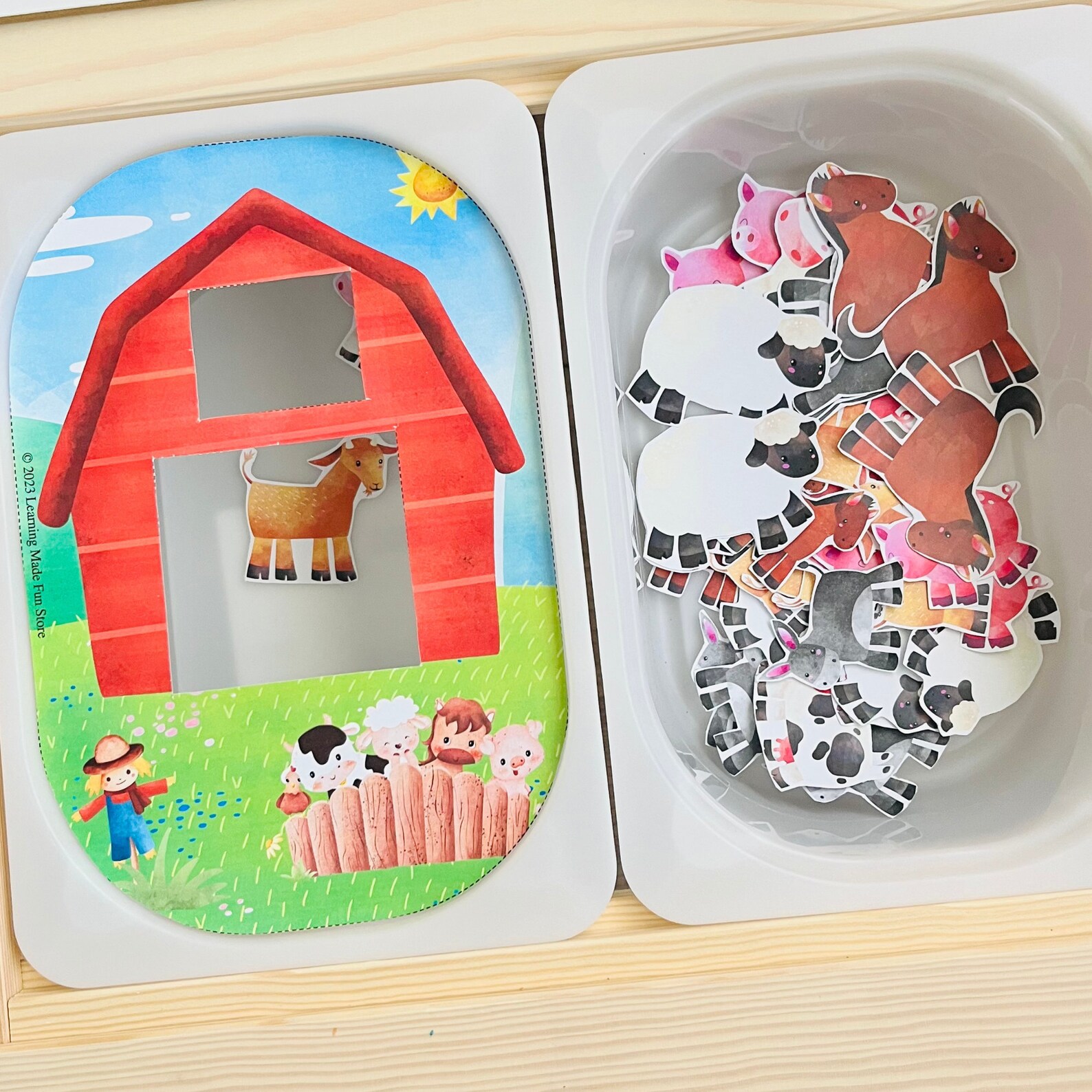 Farm Animals Size Sort Flisat Insert, Preschool Learning (digital ...