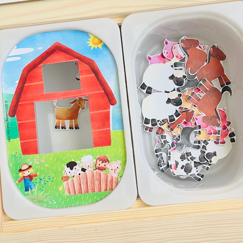 Farm Animals Size Sort Flisat Insert, Preschool Learning (digital ...