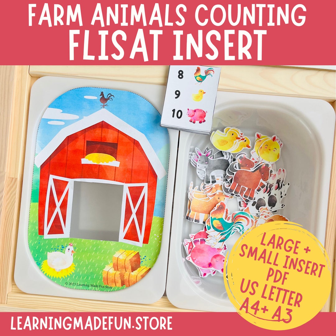 Farm Animals Counting, Printable Flisat Insert, Trofast Insert ...