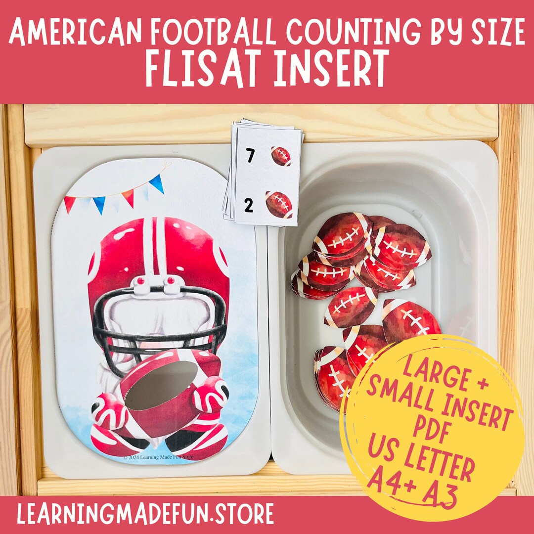 American Football Counting by Size, Printable Flisat Insert, Trofast ...