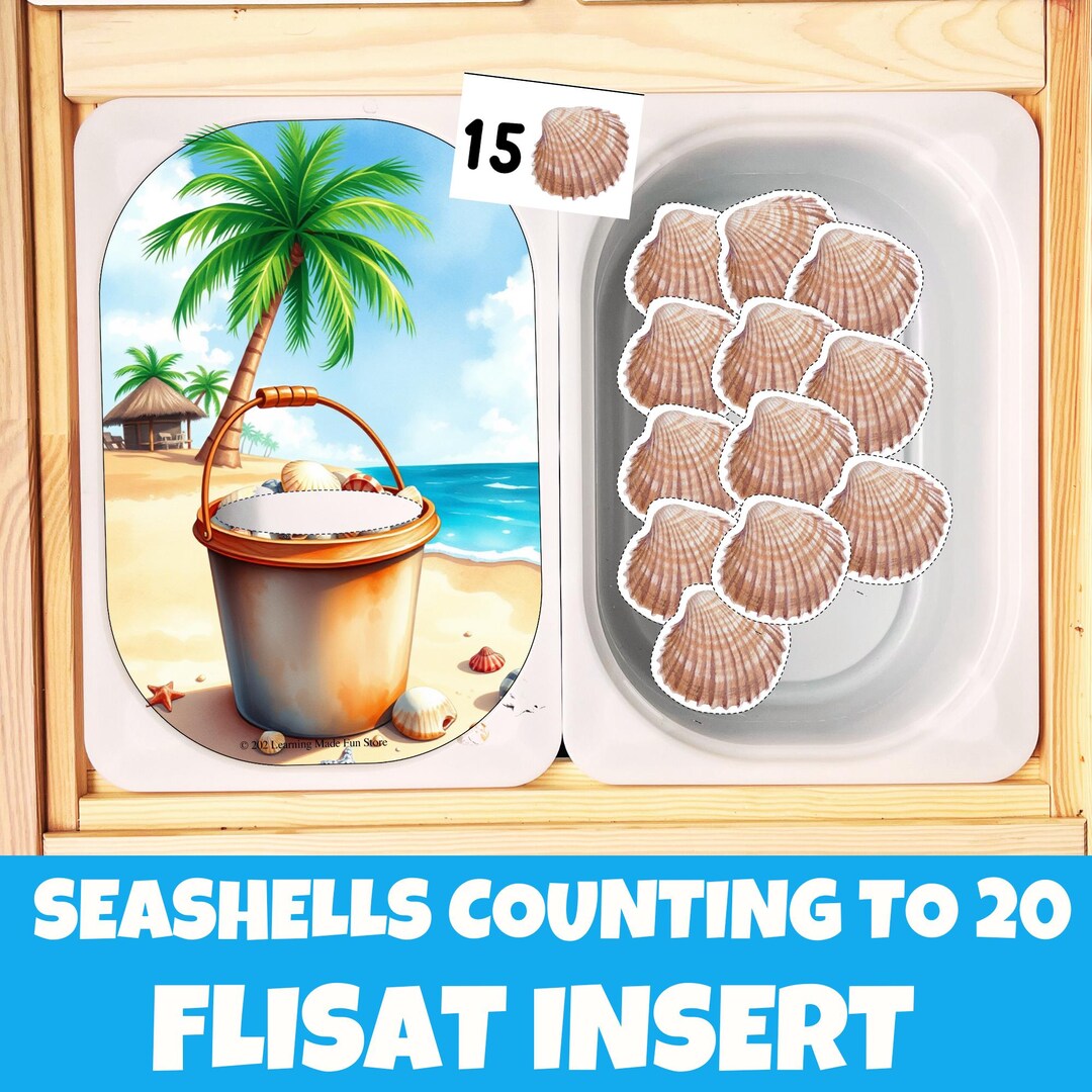 Seashells Counting to 20 Flisat Insert, Counting Activity, Printable ...