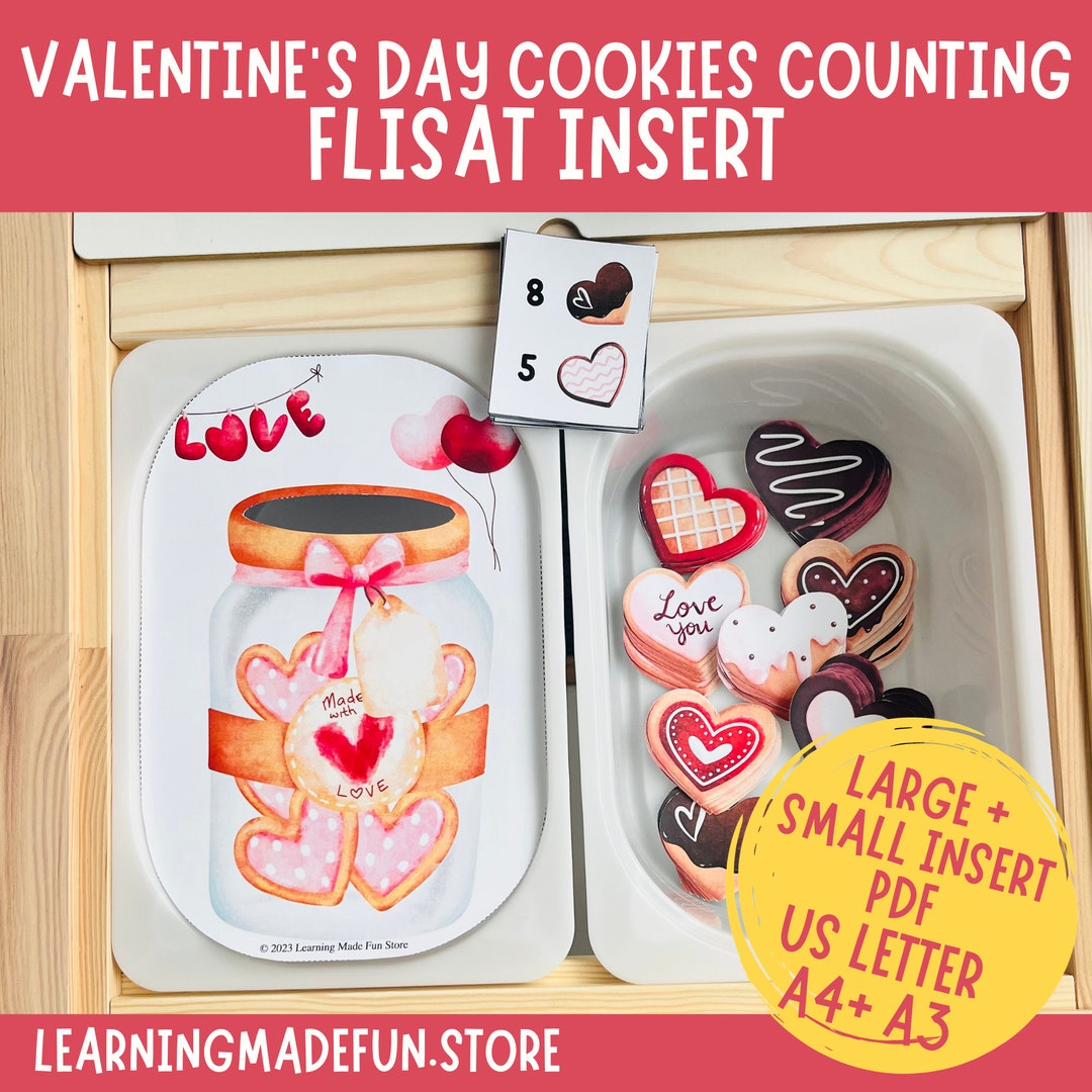 Valentines Day Cookies Counting, Printable Flisat Insert, Trofast ...