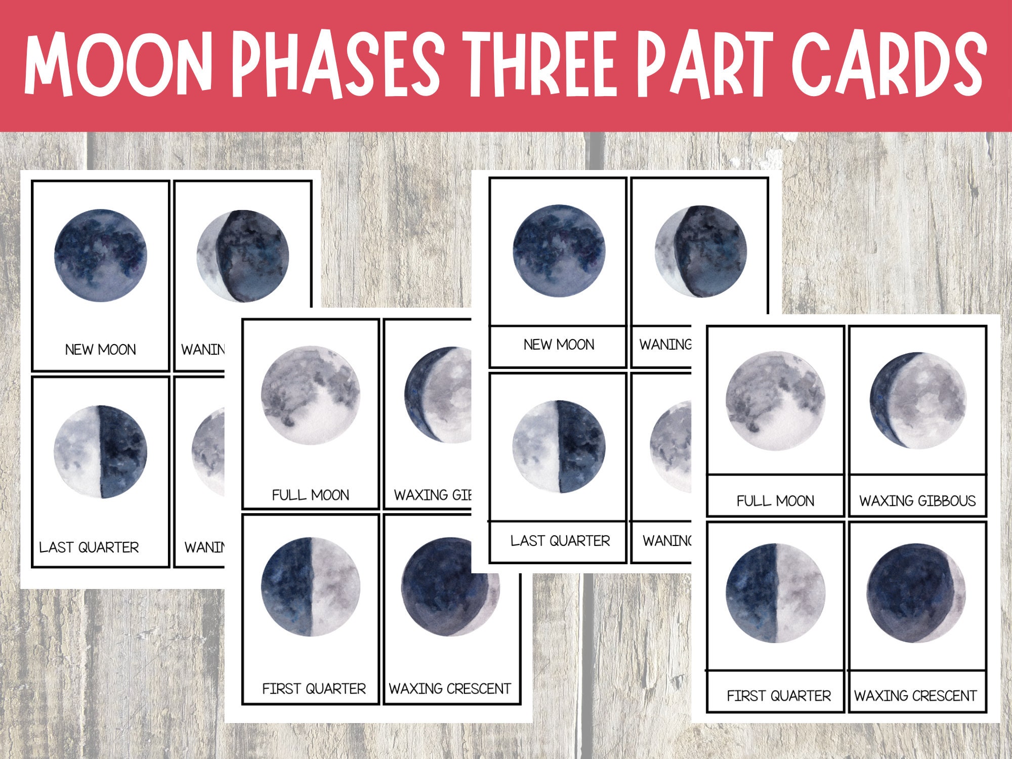 Moon Phases Unit Study: Montessori Learning Activity (digital Download ...