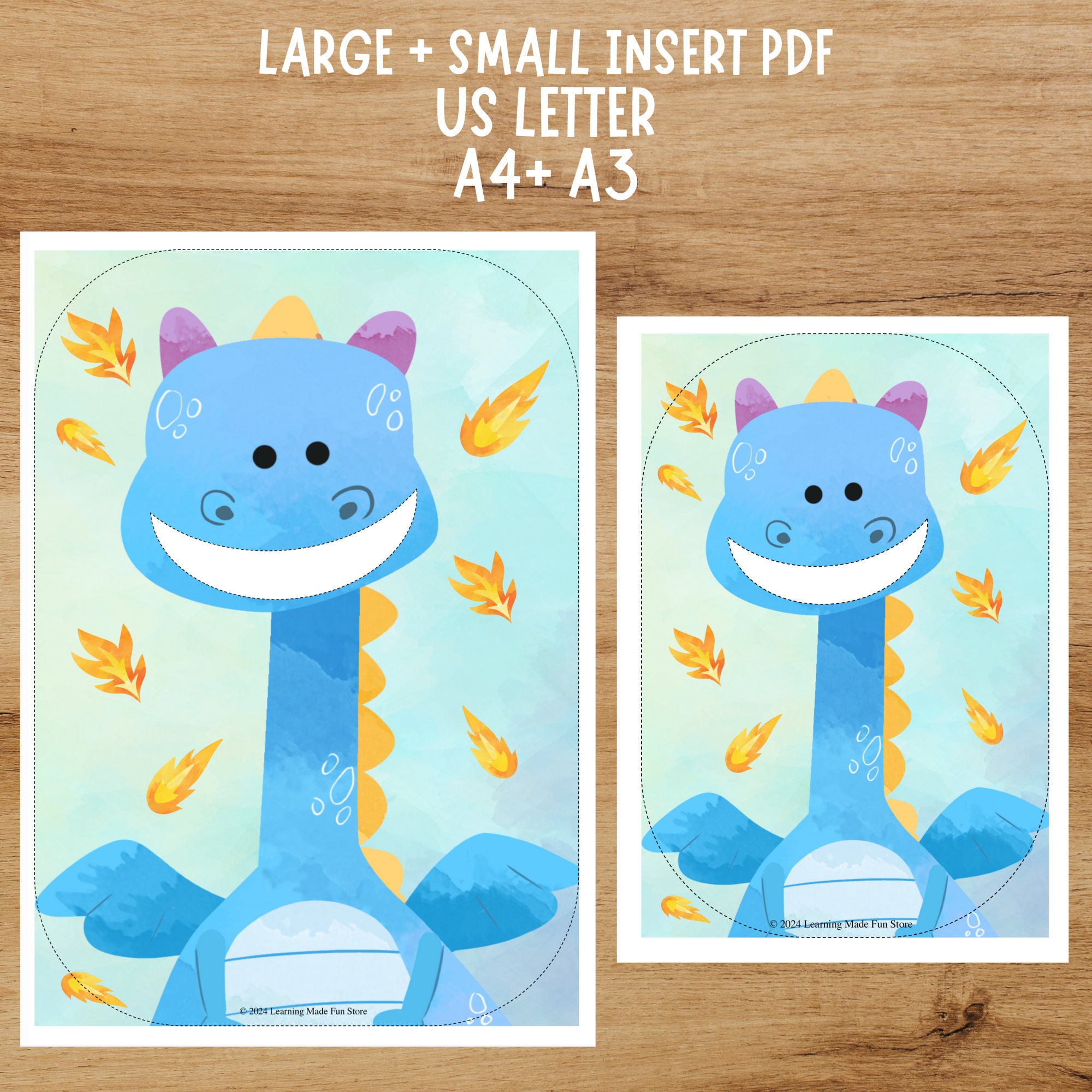 Feed the Dragon Counting Flisat Insert, Pretend Play (digital Download ...