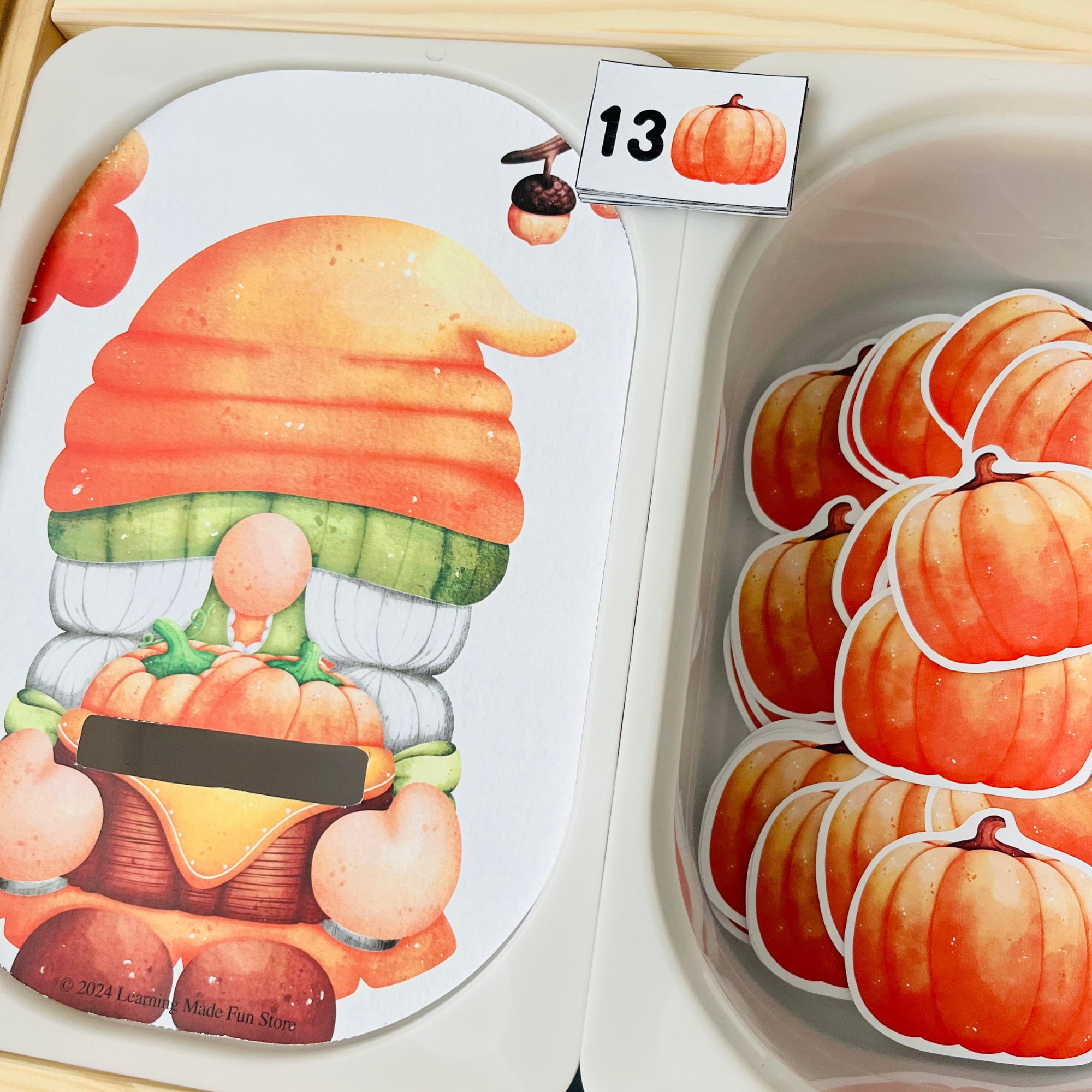 Gnome Pumpkins Counting Flisat Insert, Preschool Printable (digital ...