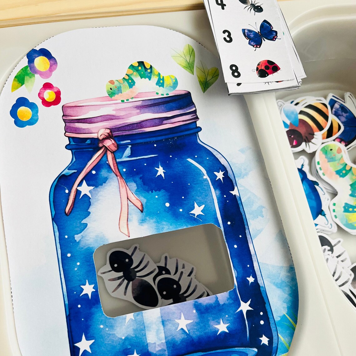 Bugs in Jar Counting Flisat Insert, Preschool Learning (digital ...