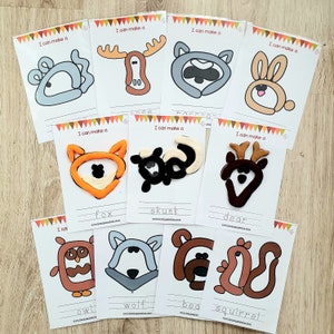 Forest Animals Play Doh Mats Visual Cards, Printable Play Dough Toddler ...