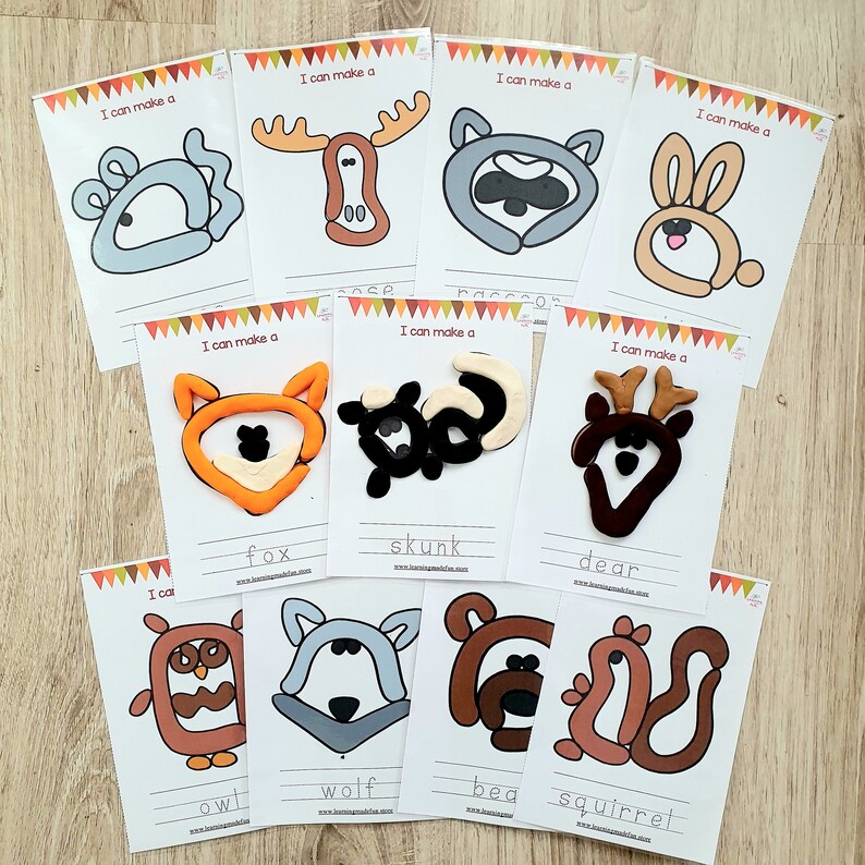 Forest Animals Play Doh Mats Visual Cards Printable Play - Etsy