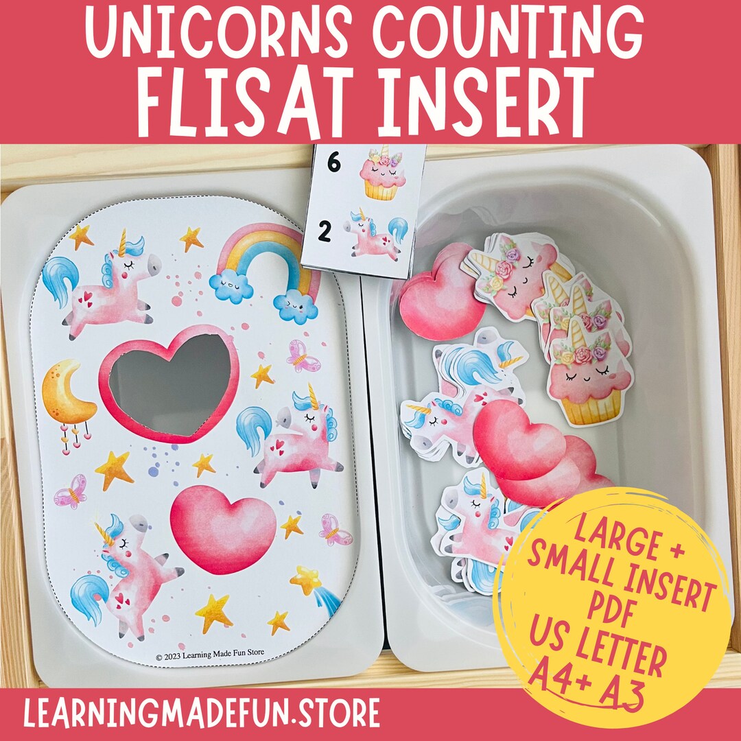 Unicorns Counting to 10, Printable Flisat Insert, Trofast Insert ...