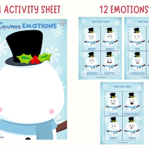 Snowman Emotions and Feelings, Winter Printable Activity for Toddler ...