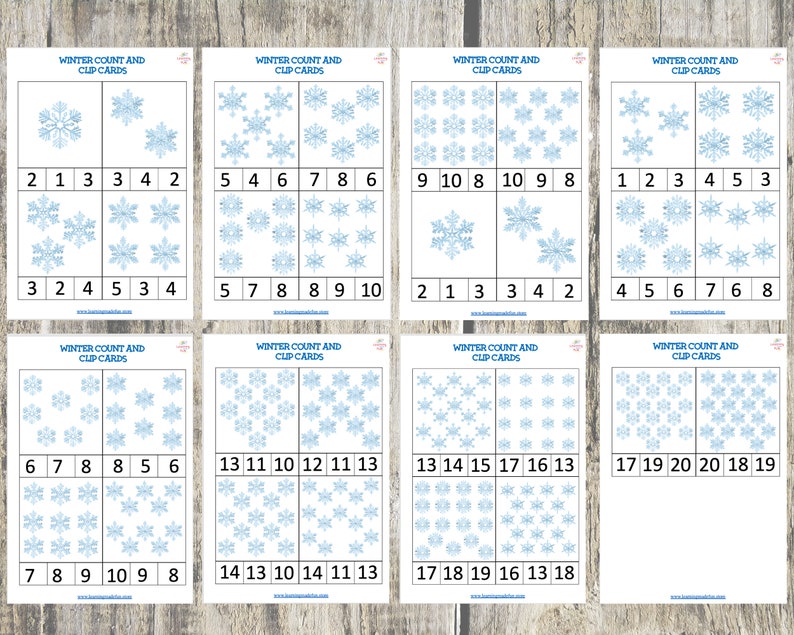 Snowflake Count and Clip Cards: Montessori Math (digital Download) - Etsy
