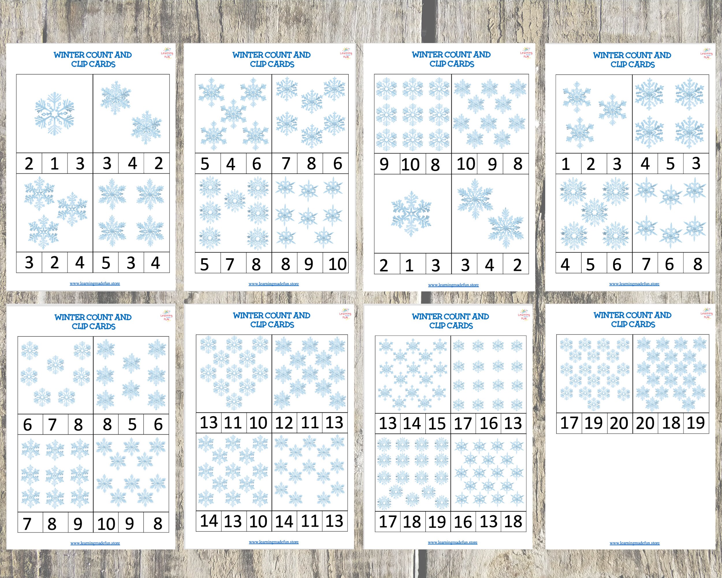 Snowflake Count and Clip Cards: Montessori Math (digital Download) - Etsy