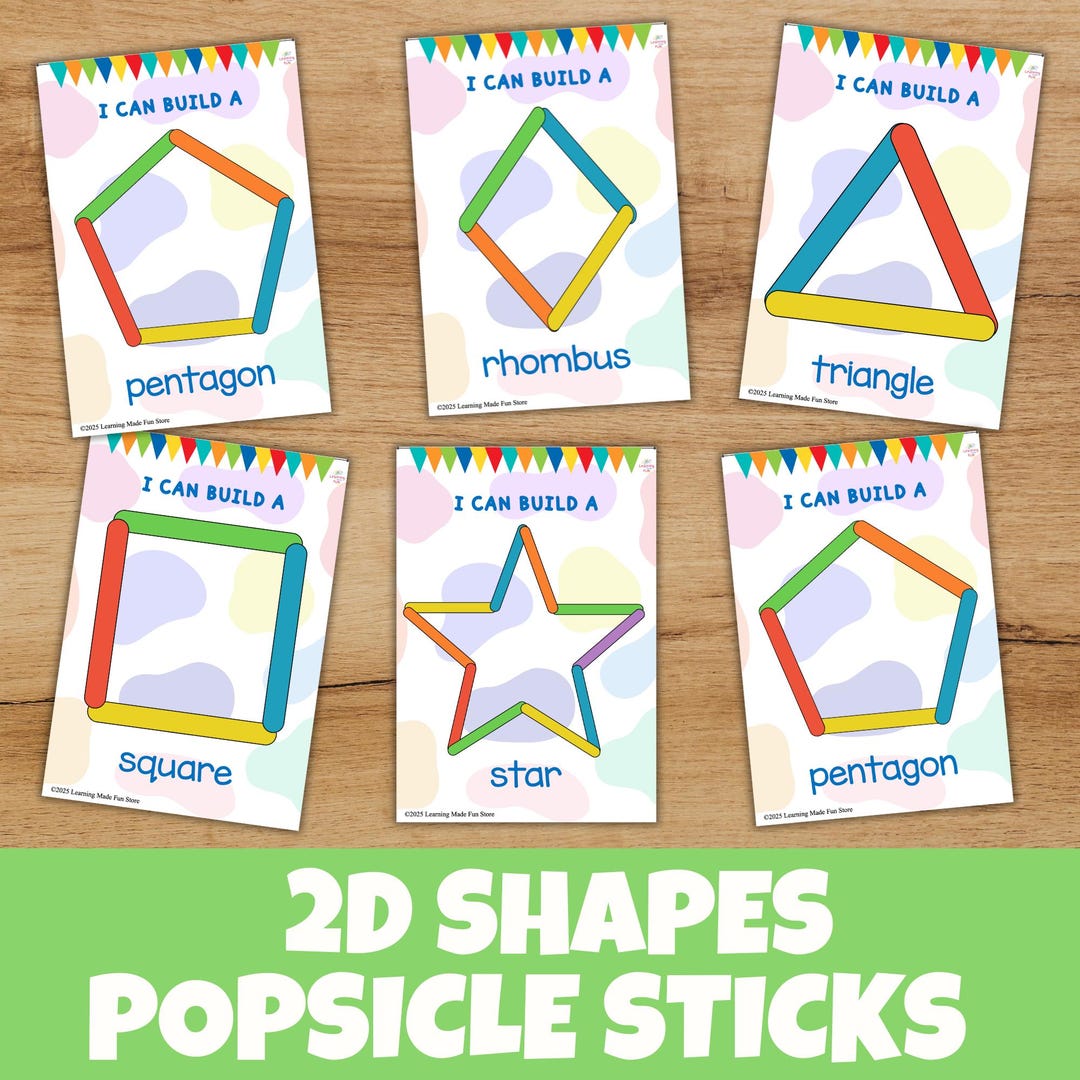 Popsicle Sticks Shapes Activity Game for Toddlers Montessori Printable ...