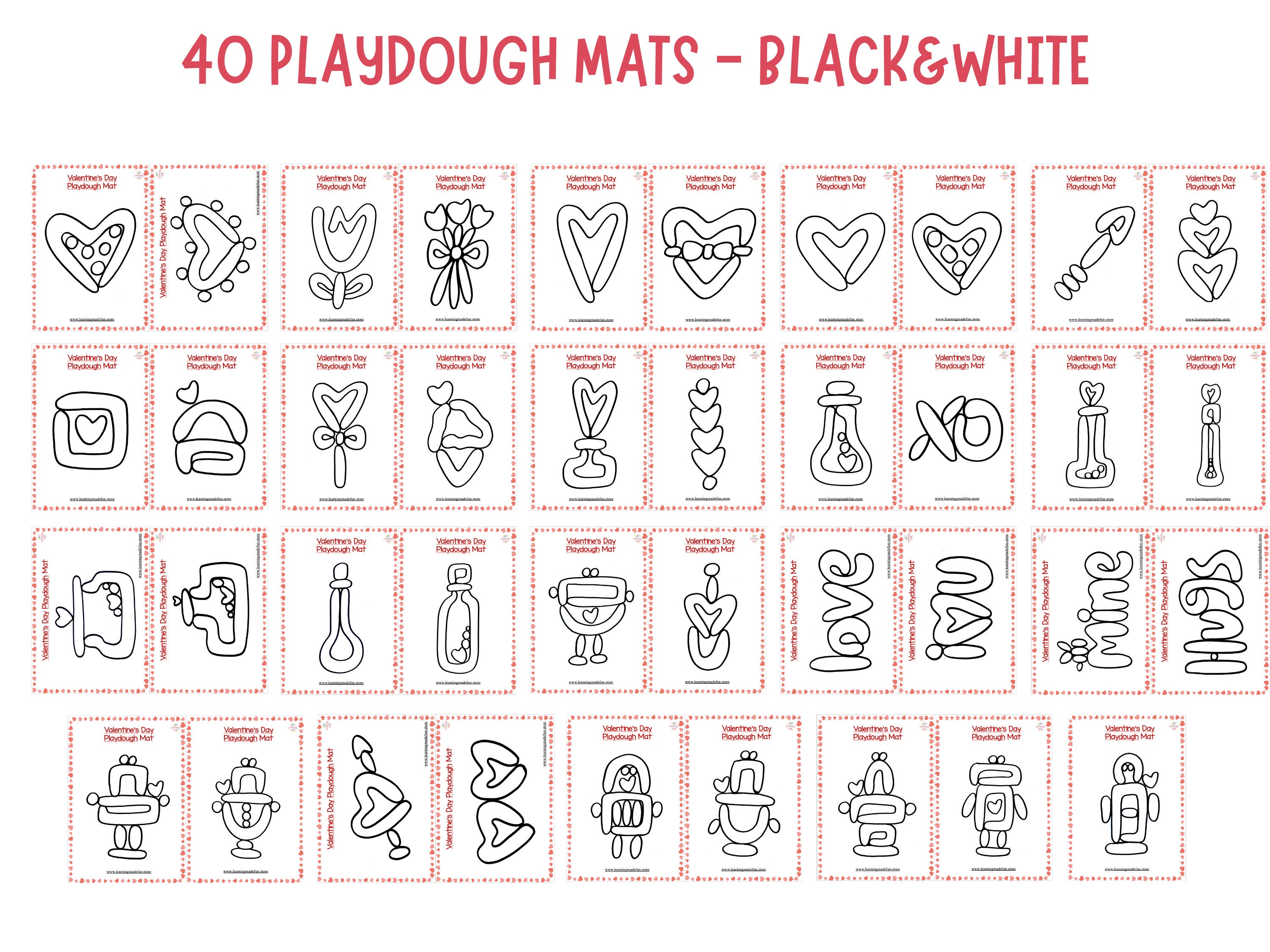 Valentine's Day Play Dough Mats: Fine Motor Skills Activity (PDF) - Etsy