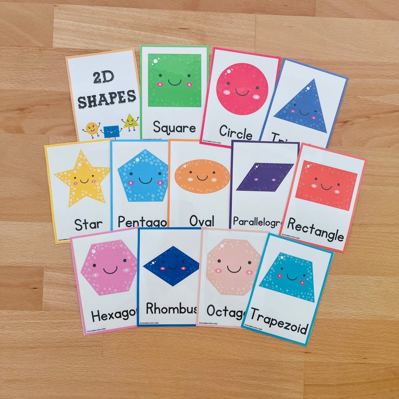 EDITABLE Shapes Flashcards Shapes for Preschool 2D Shapes - Etsy Australia