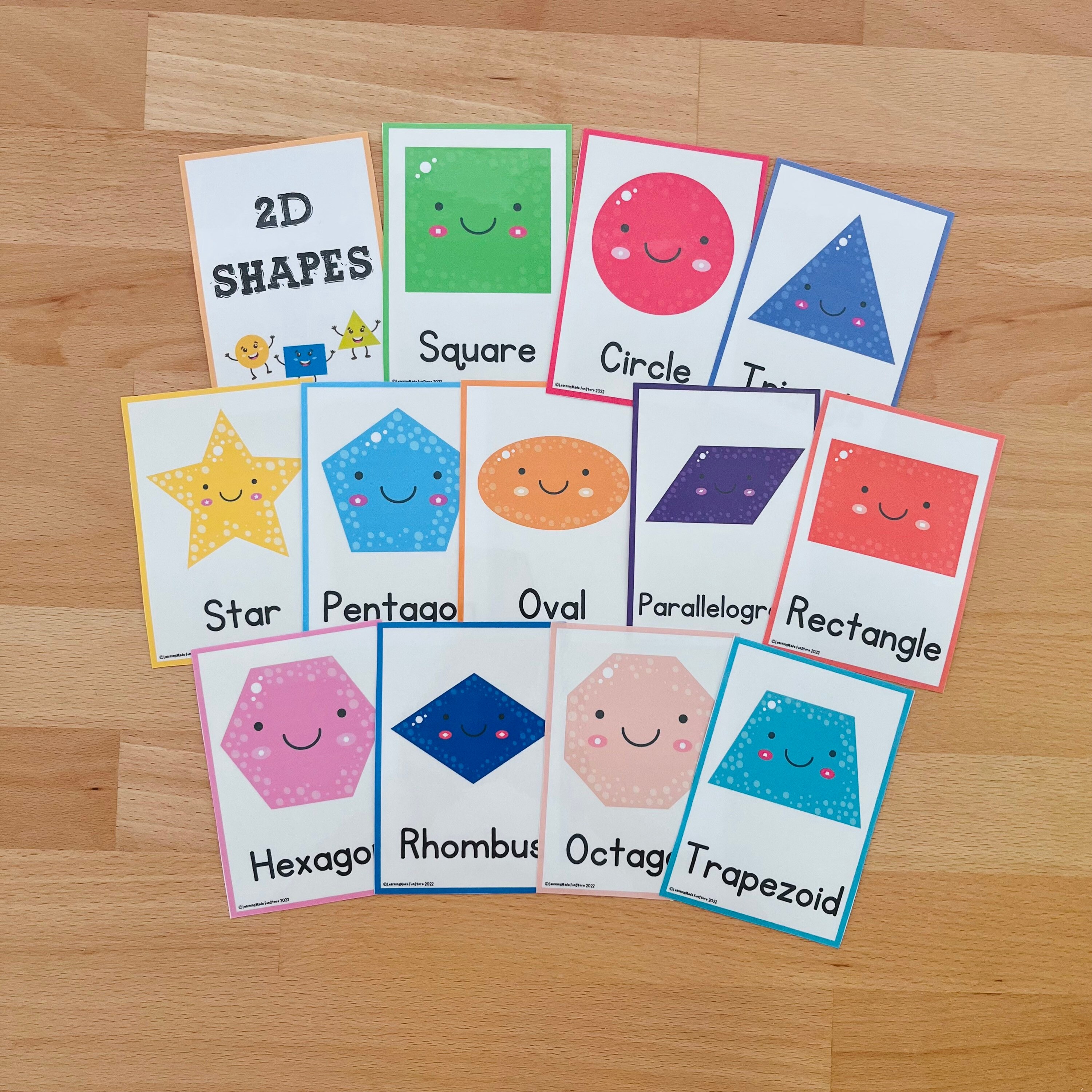 EDITABLE Shapes Flashcards Shapes for Preschool 2D Shapes - Etsy Australia